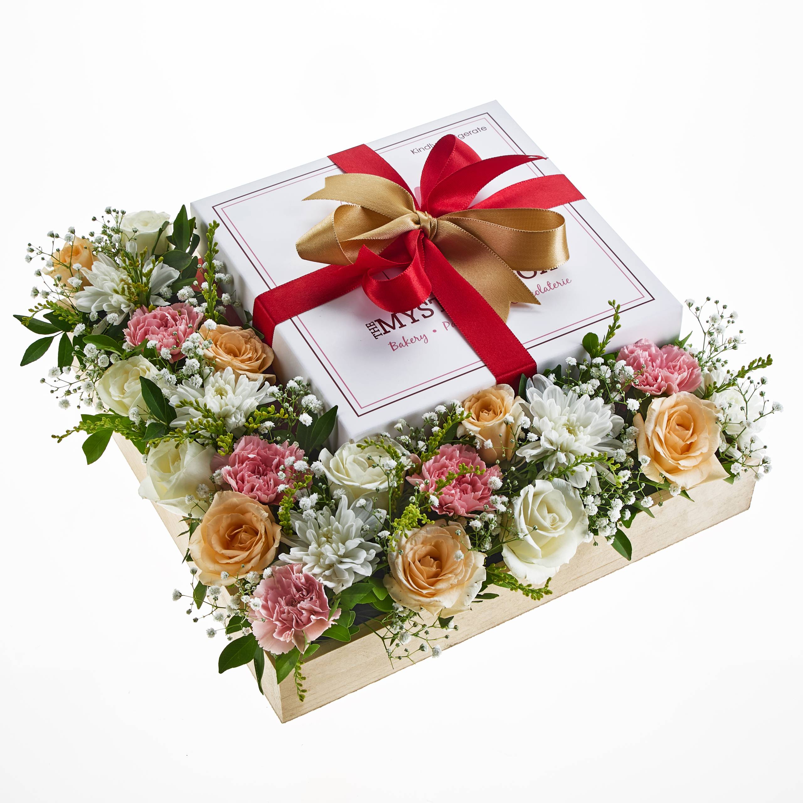Floral Tray Hamper with Cake Box – The Mystery Box